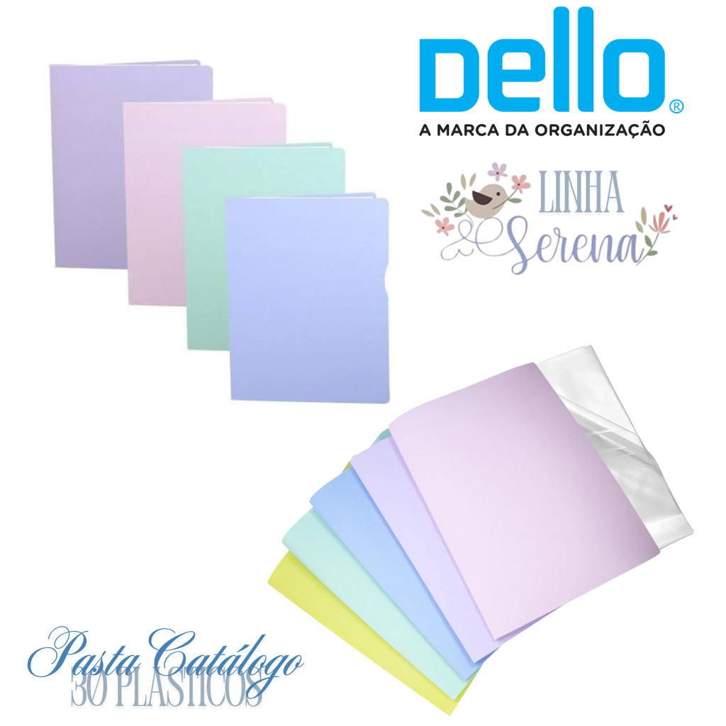 Pasta Catálogo Serena Dello com 30 Plásticos A4 Cores Pastéis | Shopee ...