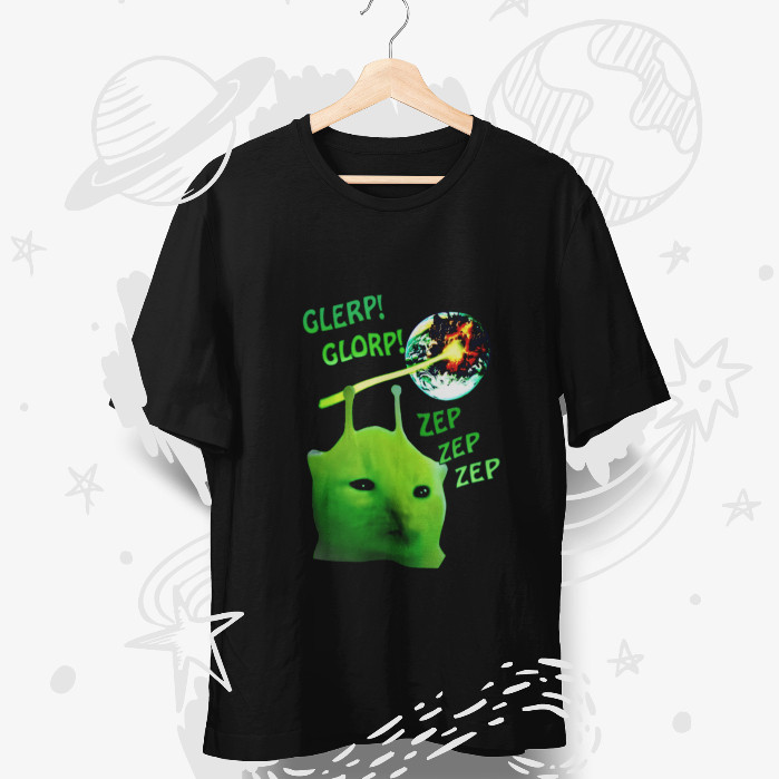 GATO ALIEN GLORP ZEP CAMISA CAMISETA 100% ALGODÃO ALTA QUALIDADE ENVIO ...