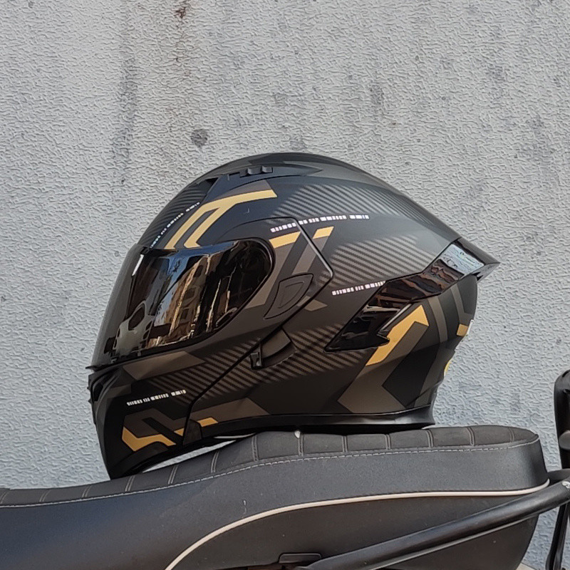 Capacete de motocicleta masculino feminino lente dupla revelando capacete verão cauda única ...