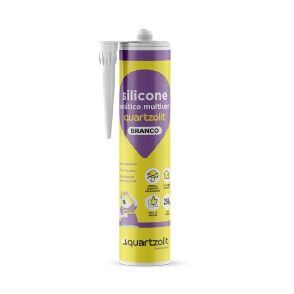 Silicone Acético Branco Multiuso 250g - Quartzolit | Shopee Brasil