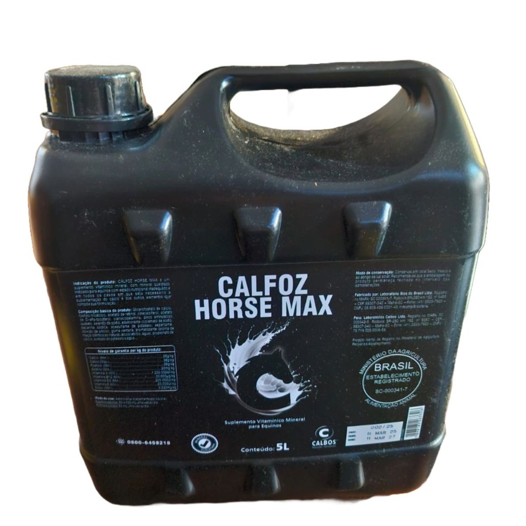 CALFOZ HORSE MAX 5L SUPLEMENTO VITAMÍNICO CÁLCIO EQUINOS | Shopee Brasil