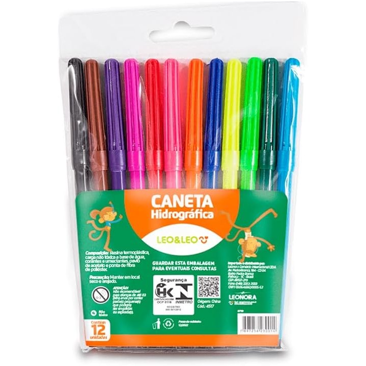 Caneta Canetinha Hidrocor Plus Com 12 Cores Leo&leo | Shopee Brasil