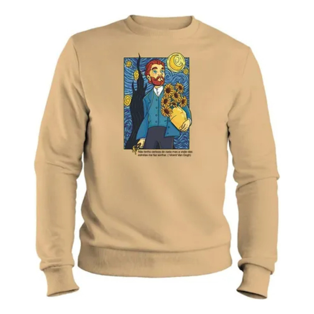 Moletom Sem Capuz Gola Careca Van Gogh Masculino Fem Tumblr | Shopee Brasil