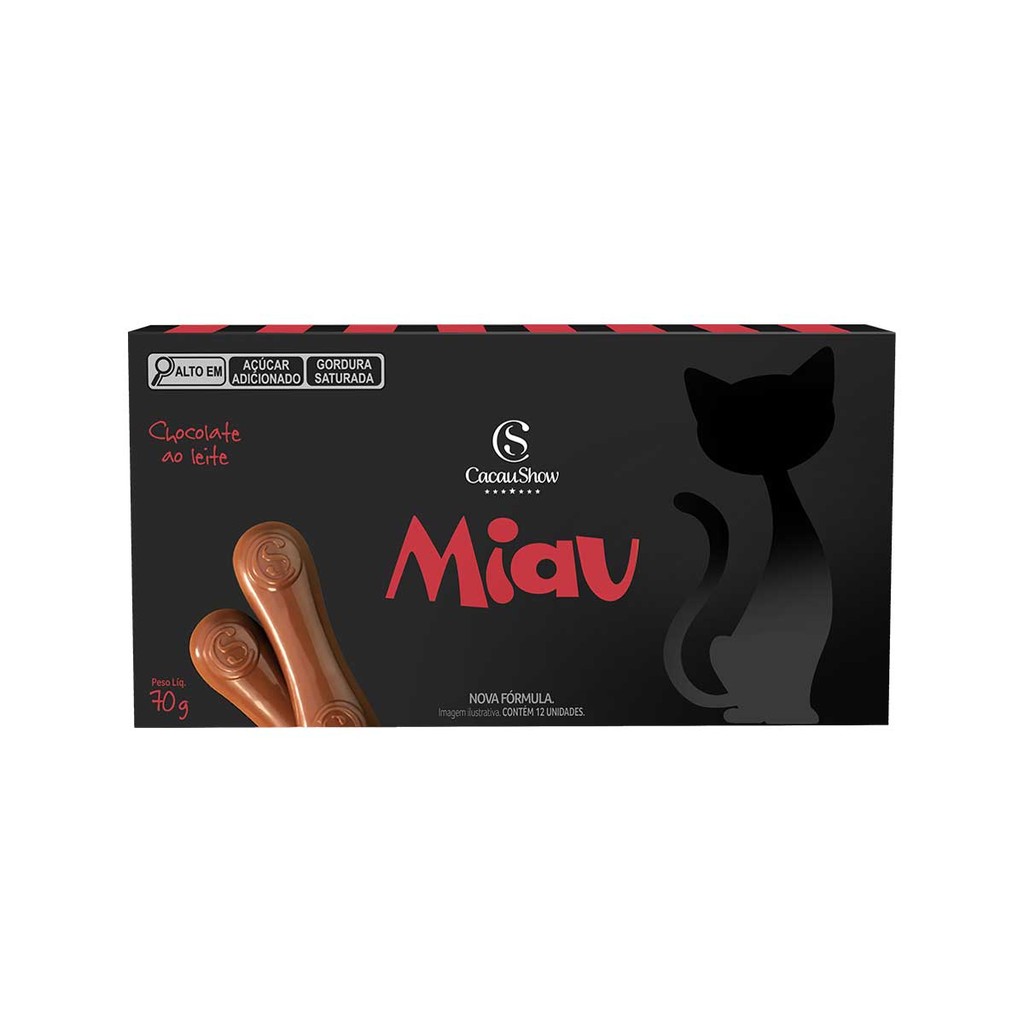 Chocolate ao Leite Miau 70g Cacau Show 12 unidades | Shopee Brasil