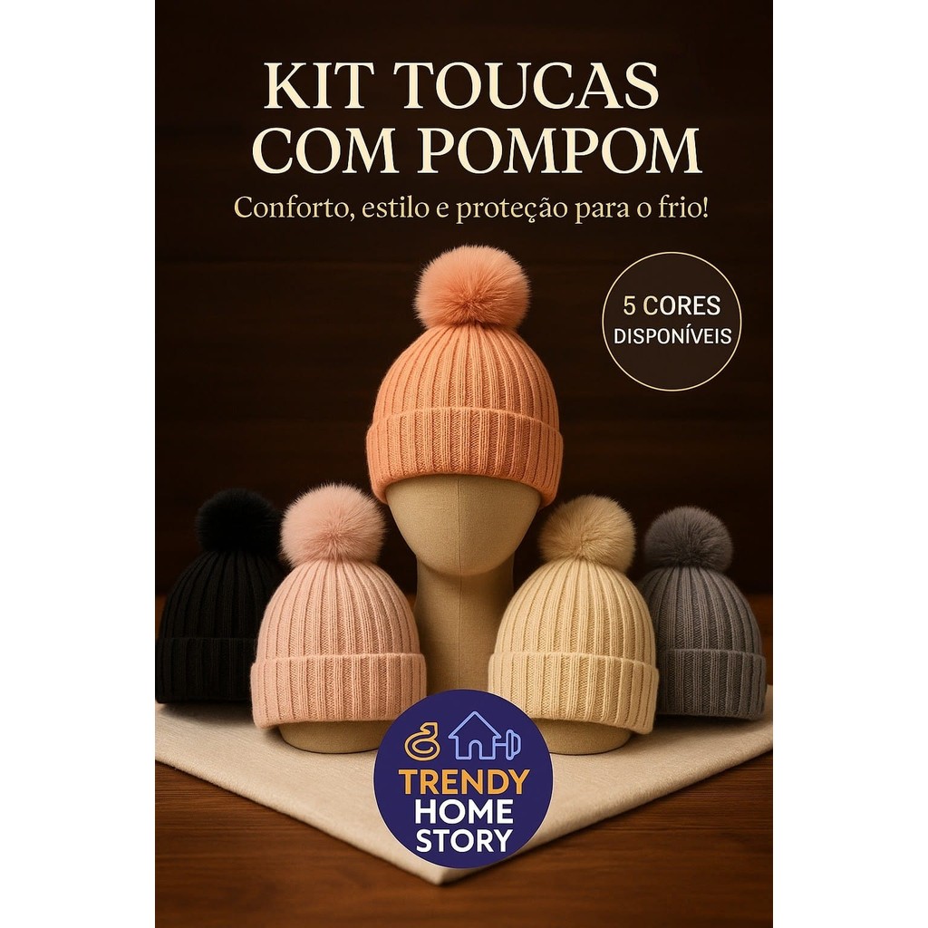 Toque de Inverno – Toucas com Pompom | Shopee Brasil