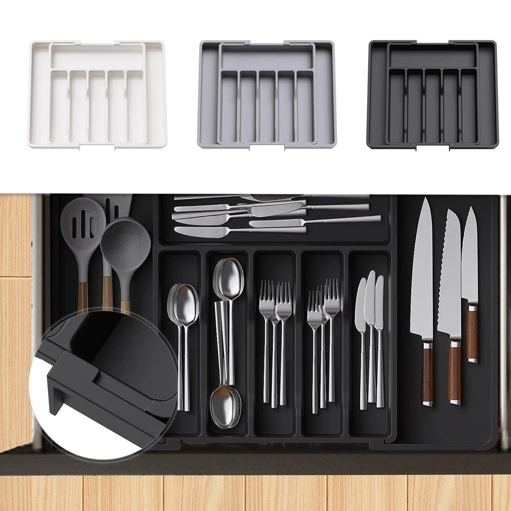 BR- Kitchen napkin holder organizer adjustable tableware organizer fork ...