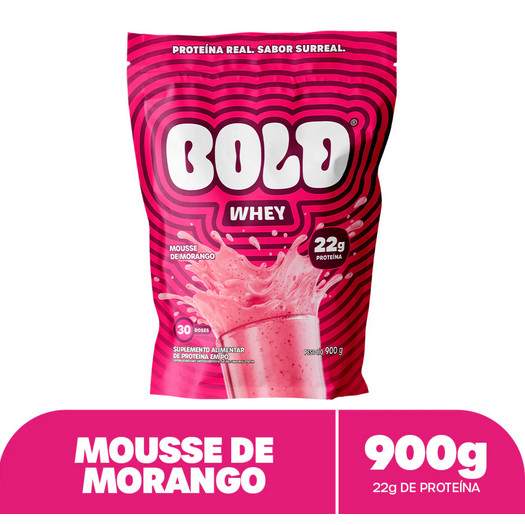Whey Suplemento De Proteína Em Pó Mousse De Morango Bold 900g | Shopee ...