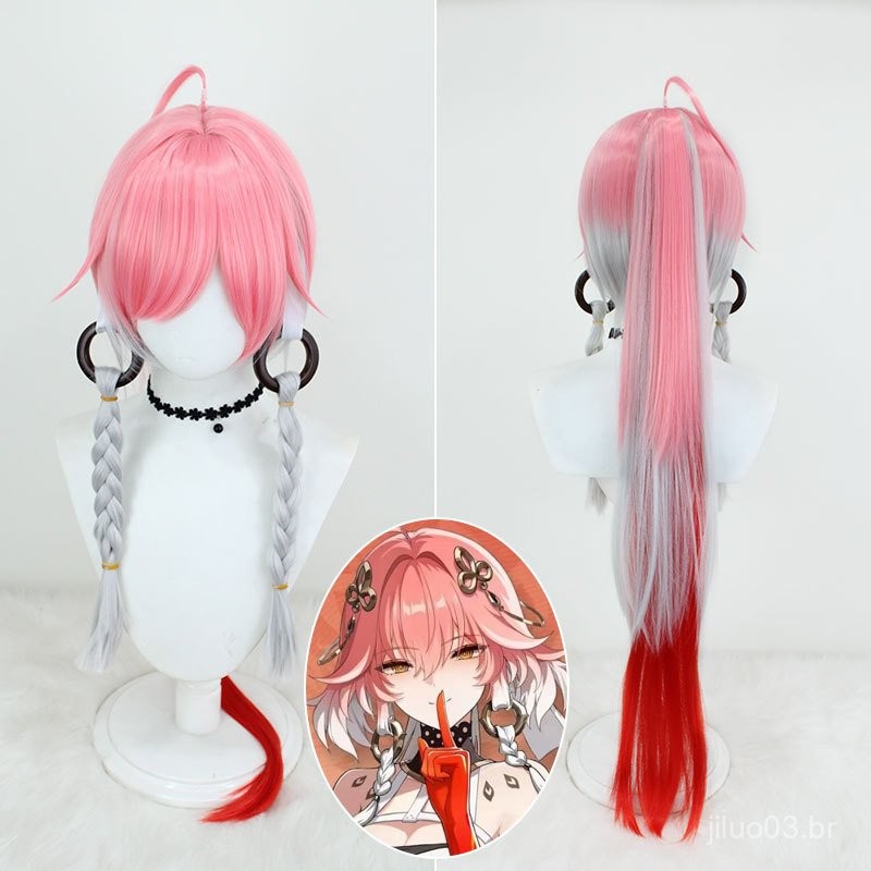 Ming Chao Resonator Changli Peruca de Cosplay Silicone Realista Fibra ...