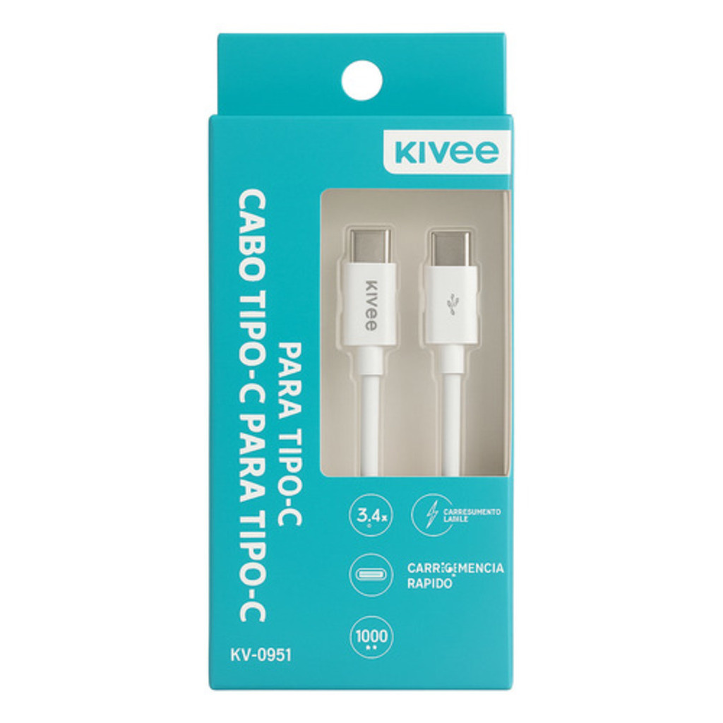 Cabo Kivee Kv-055 Tipo-c Para Tipo-c 3.4a 1 Metro | Shopee Brasil