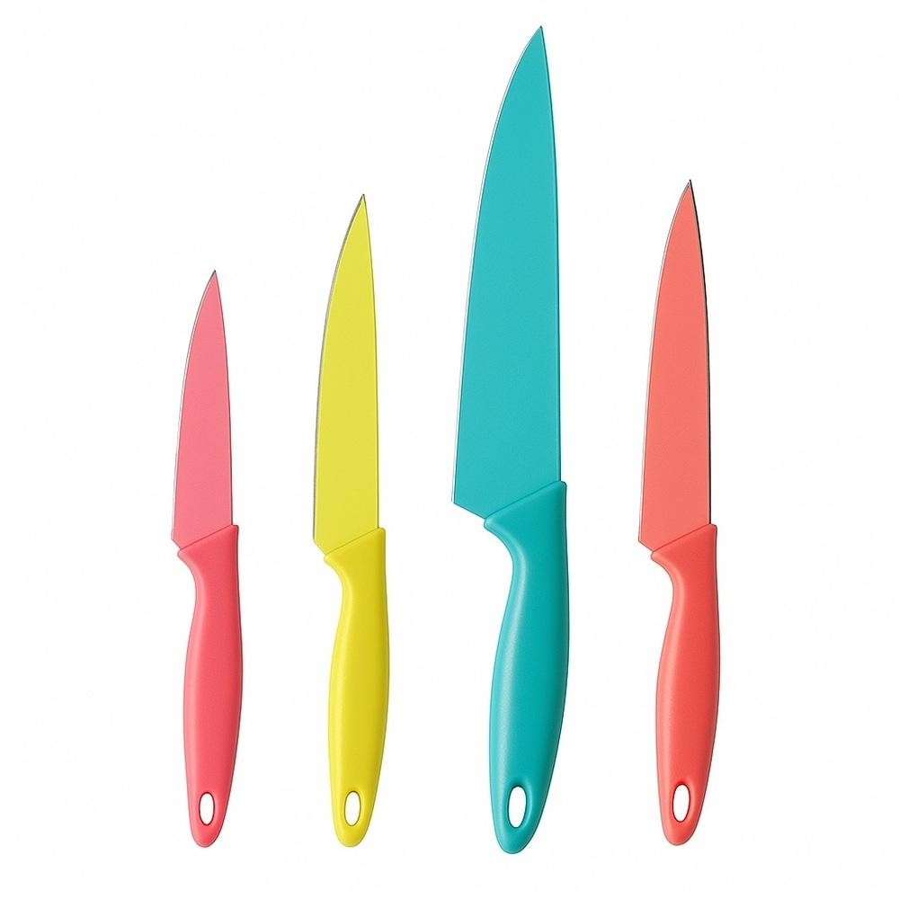 KIT FACAS COLORIDAS 4 PECAS CERAMICA COMPLETO ACO INOX CABO PLASTICO ...