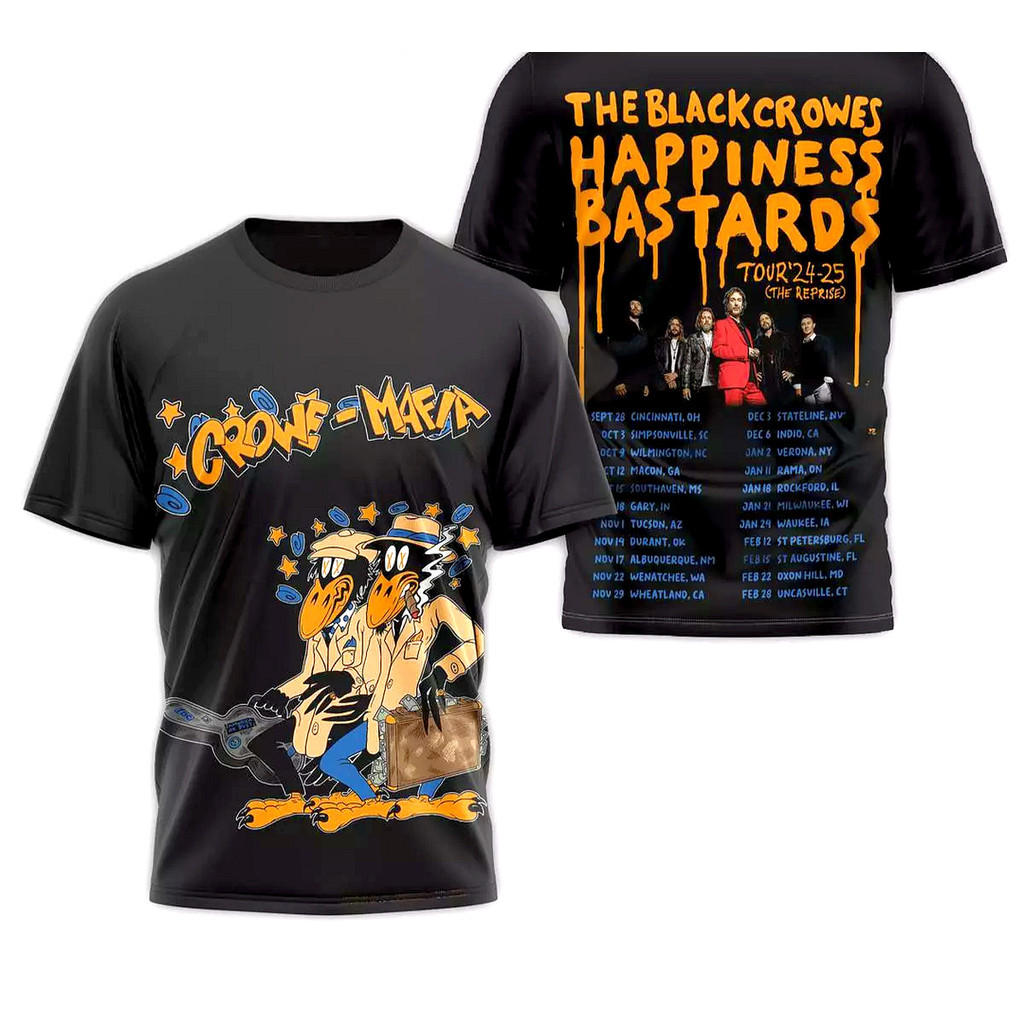 Camiseta 3D The Black Crowes Felicidade Bastards Crow-Mafia 2024 ...