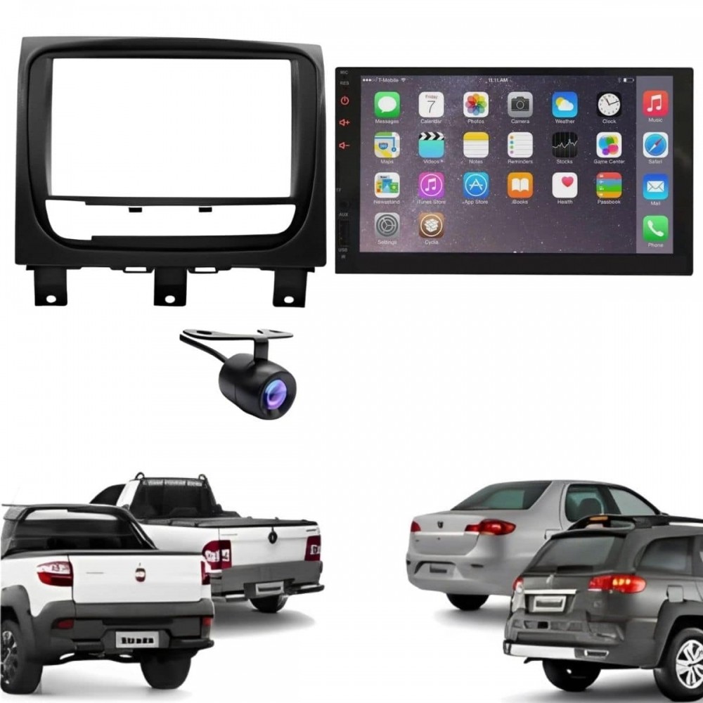 Central Multimídia 2 Din Mp5 Fiat Siena Câmera Moldura Tela Preto | Shopee Brasil