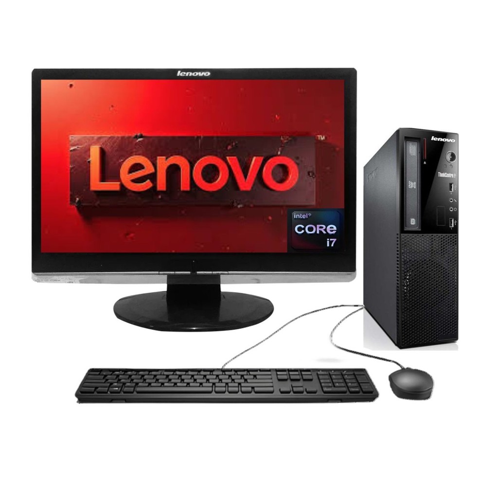 Desktop Lenovo ThinkCentre M83 Core i7 4ª i7-4790 Windows 11 Pro - Monitor Lenovo 19 Polegadas ...