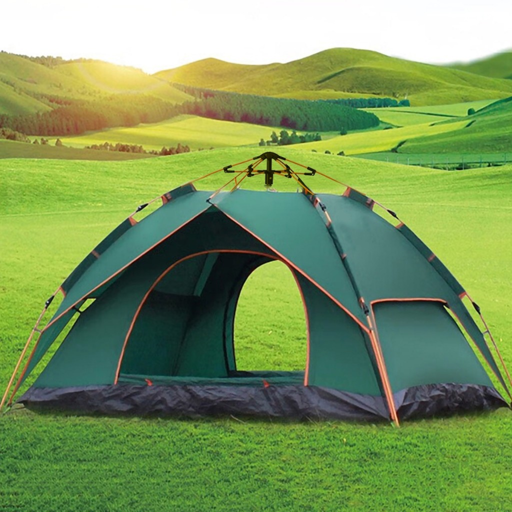 Barraca Camping 200cm*200cm*135cm Portátil A Prova D'agua Dois Andare Barraca De Acampamento 4 ...