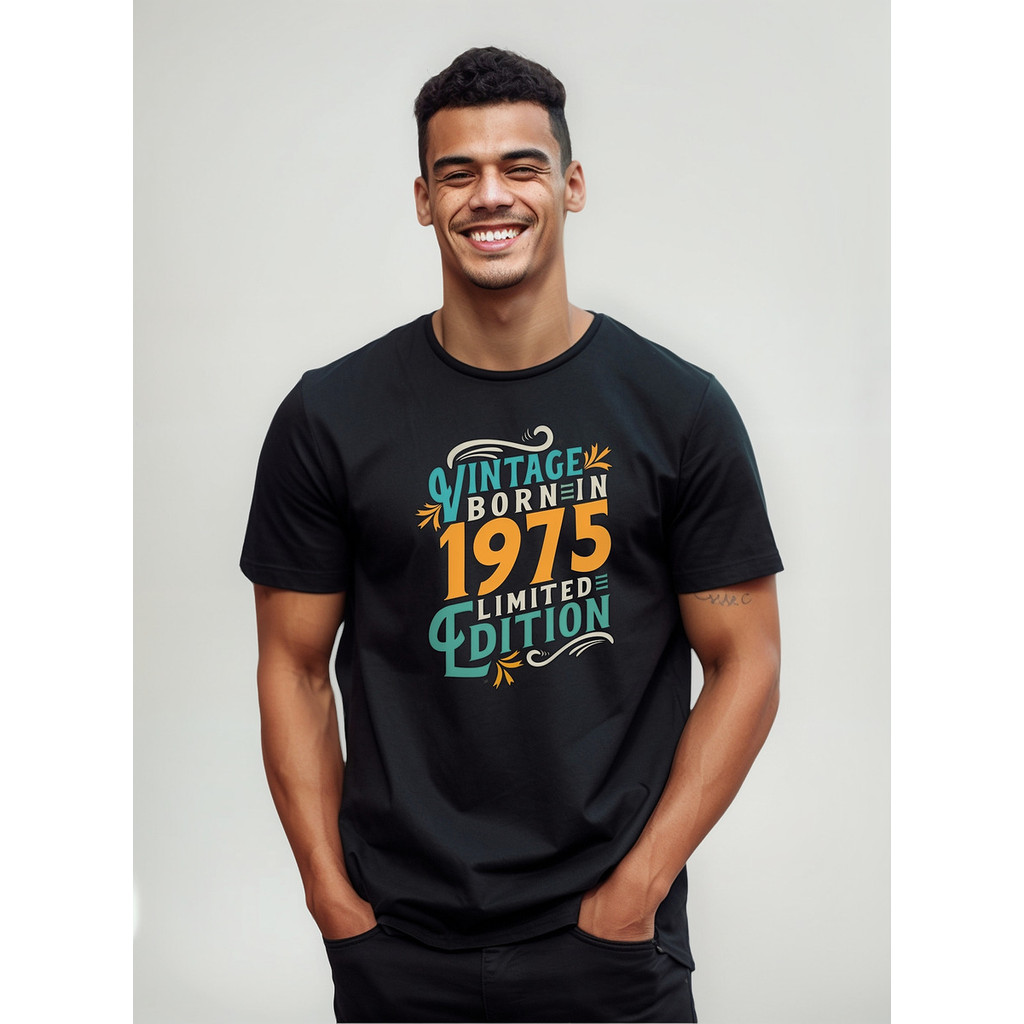 Camiseta Camisa Nascido Em 1975 Old School Vintage | Shopee Brasil
