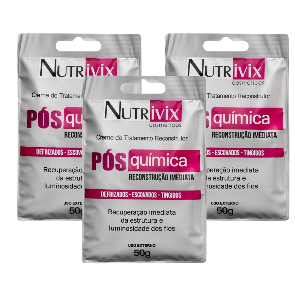 Kit 3 Nutrivix - Creme de Trat Reconstrução Pós Química 50g | Shopee Brasil