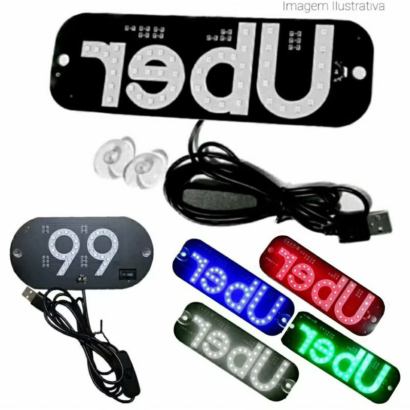 KIT ATÉ 2 Placas Led Motorista Aplicativo Painel Letreiro Luminoso ...