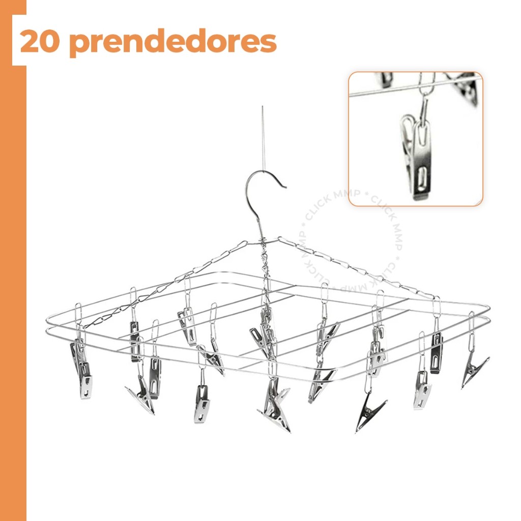 Varal Compacto de Inox com 20 Prendedores Moderno e Funcional | Shopee ...