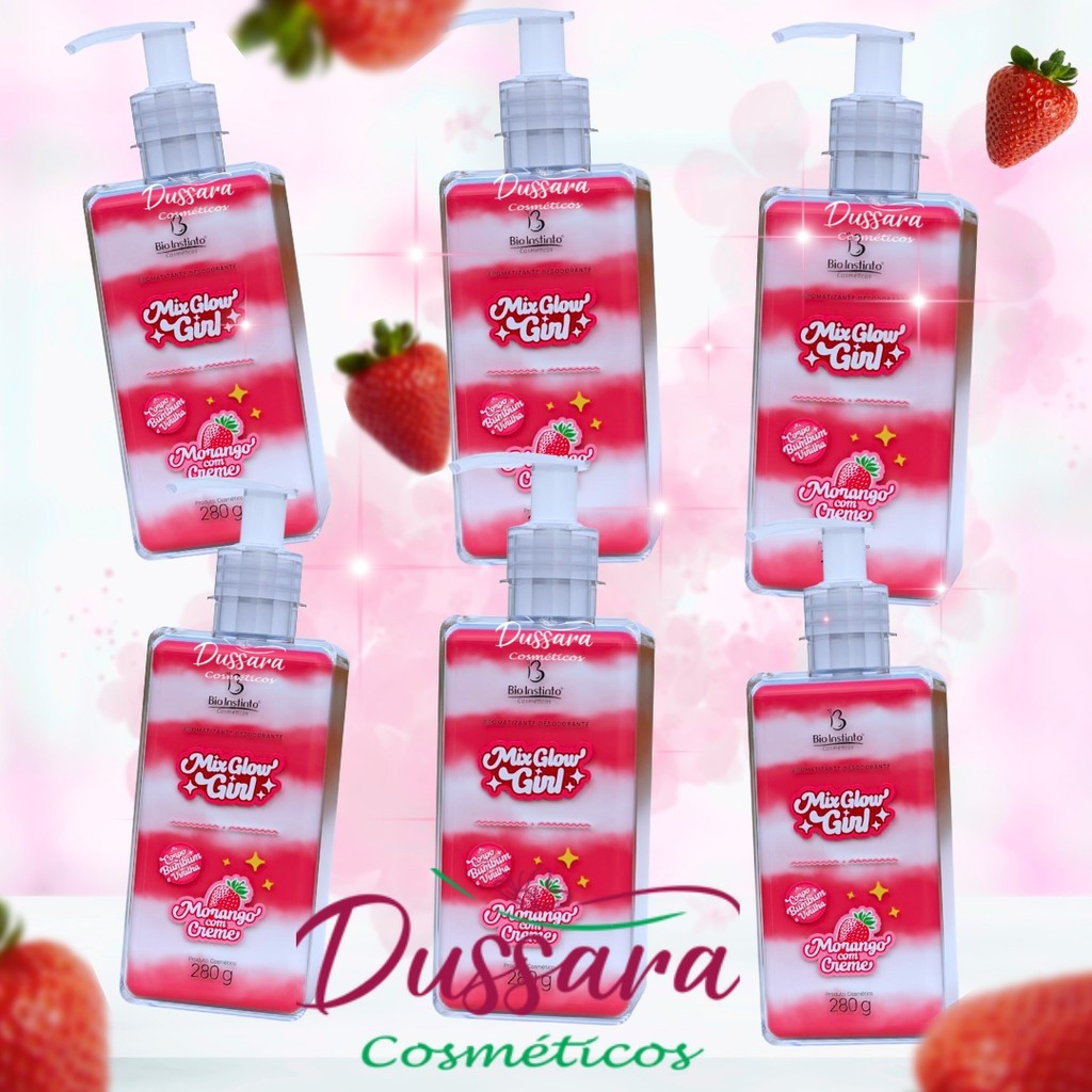Kit c/ 6 Creme Aromatizante Gel GlowGirl Creme Morango em Calda Íntimo Virilha Bumbum | Shopee ...