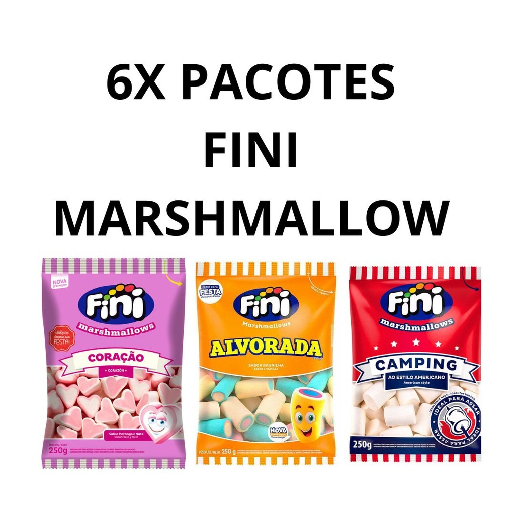 KIT FINI MARSHMALLOW 6 PACOTES DE 200 A 250GR | Shopee Brasil