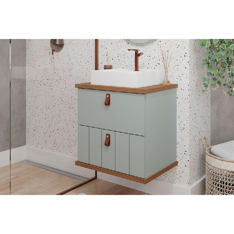 Gabinete de Banheiro Balcão Milano 1 Porta e 1 Gaveta c/Cuba 60cm ...