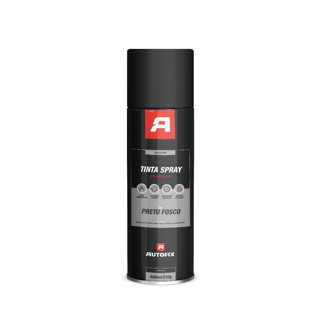Tintas Spray Uso Geral 400ml - Autofix 400ml / 210g - Preto Fosco Alta Temperatura | Shopee Brasil
