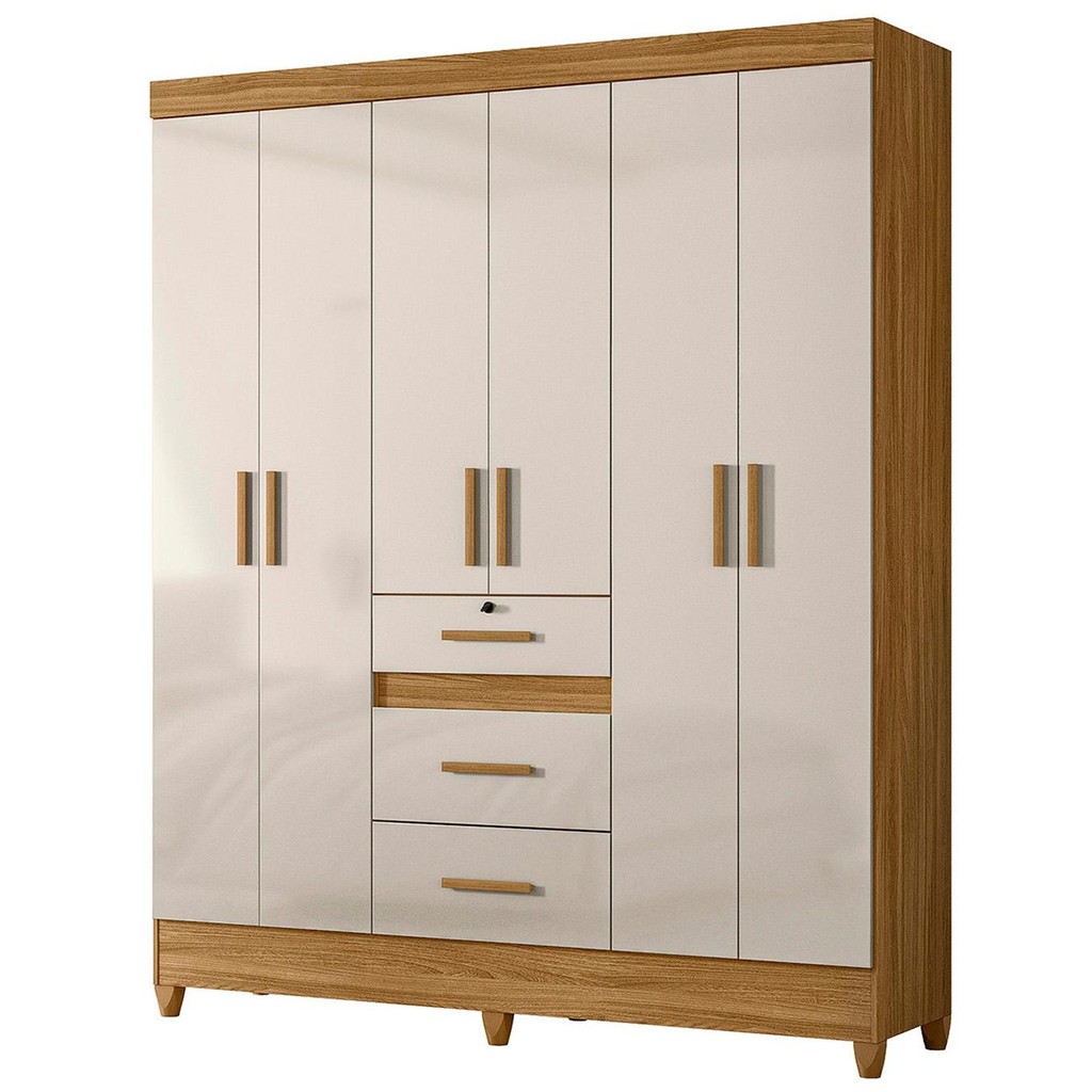 Guarda Roupa Casal 165cm 6 Portas Tati Freijó/Off Z17 - Mpozenato ...