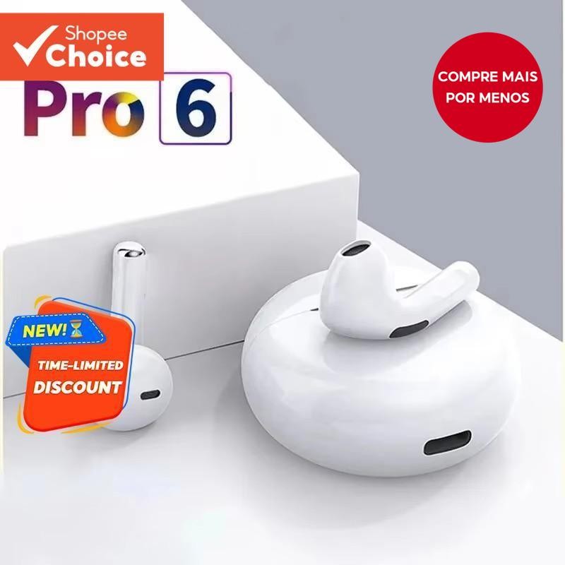 Pro 6 TWS Fones De Ouvido Sem Fio Fone Bluetooth 5.1 Com Microfone | Shopee Brasil