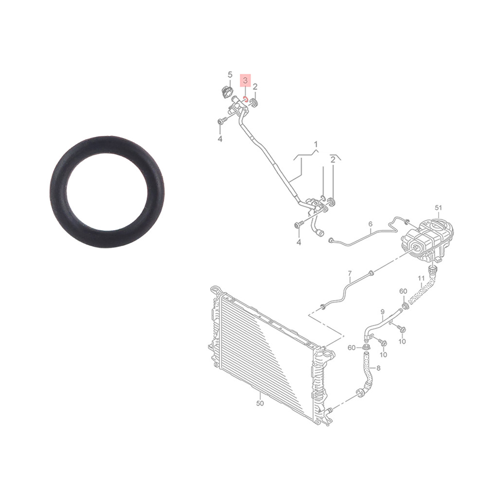 Oring Anel de Vedação do Tubo D`agua Vw Amarok Audi A4 - 059121437C ...