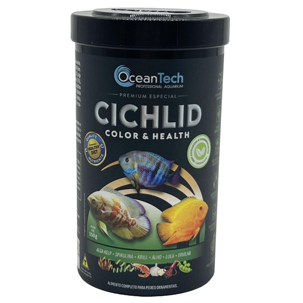 Ração Ocean Tech - Cichlid Color E Health 150g | Shopee Brasil
