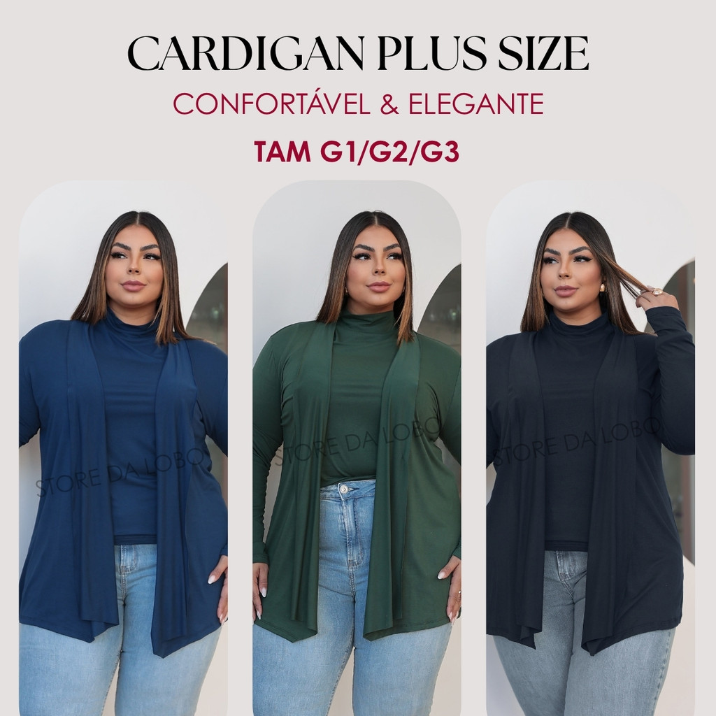 Casaco Plus Size Cardigan Feminino Inverno G1/G2/G3 - Faz a Boa!