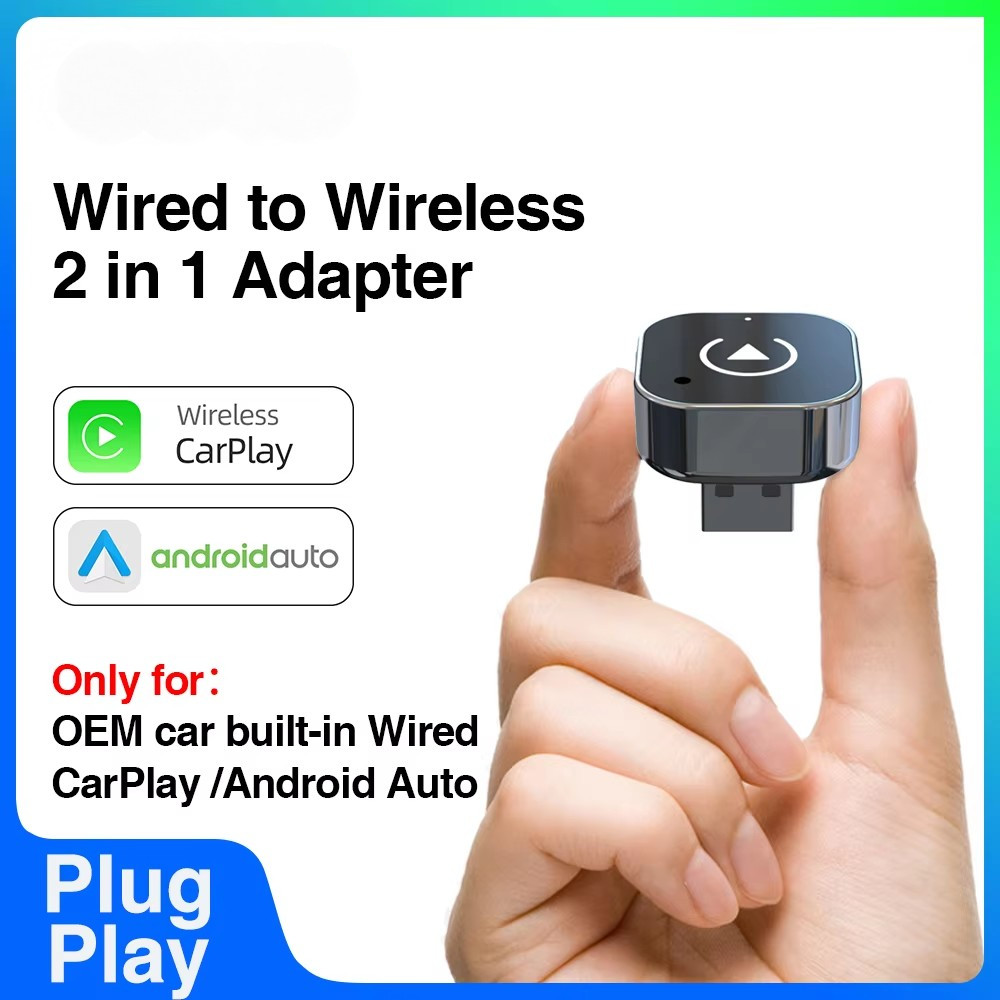 CarPlay Sem Fio Android Adaptador Automático 2 Em 1 Mini Caixa Plug & Play AI Box BT WiFi Para ...