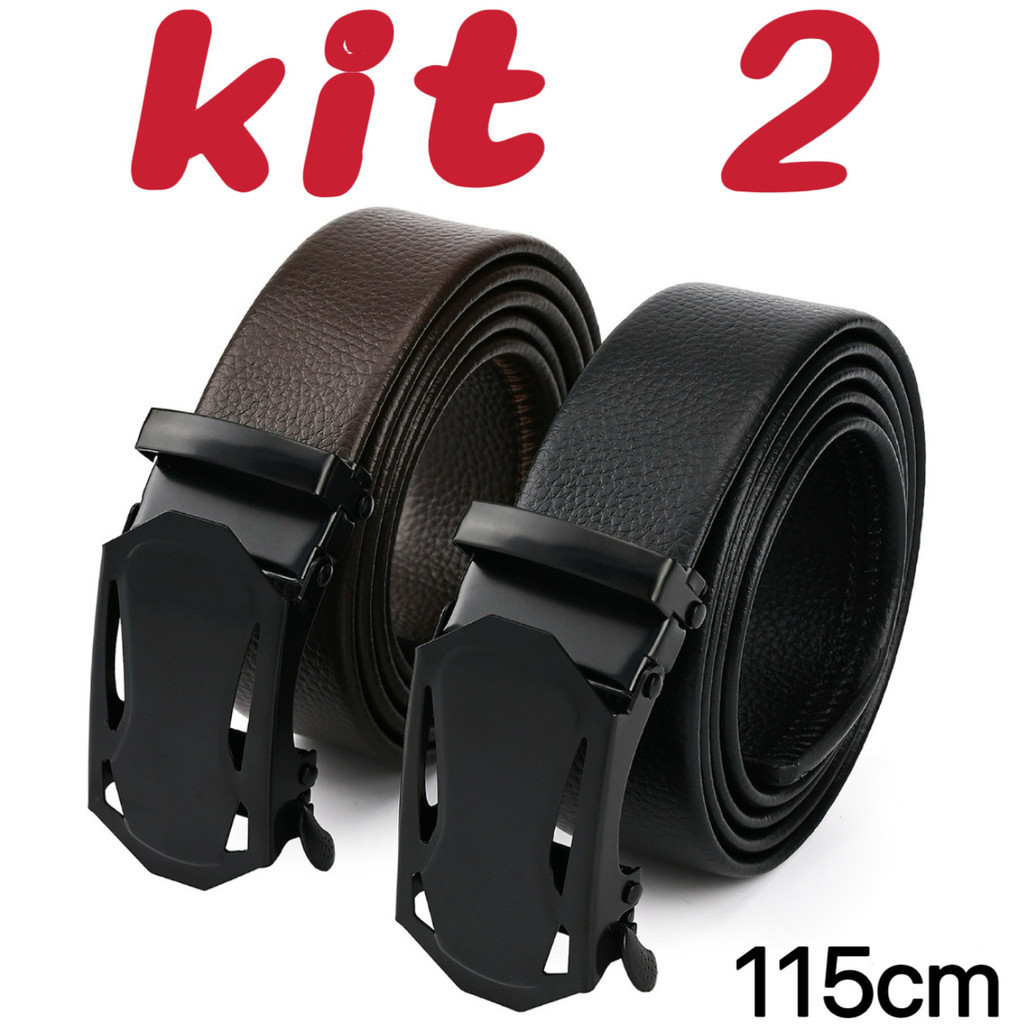 Kit Cinto masculino de couro com fivela automática de catraca metálica ...