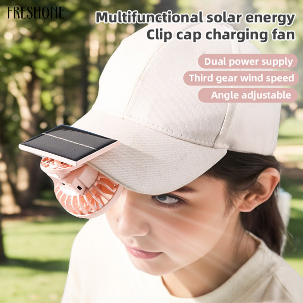 Clip-on Fan Solar Hat Portable Powered for Strong Airflow and Low Noise ...