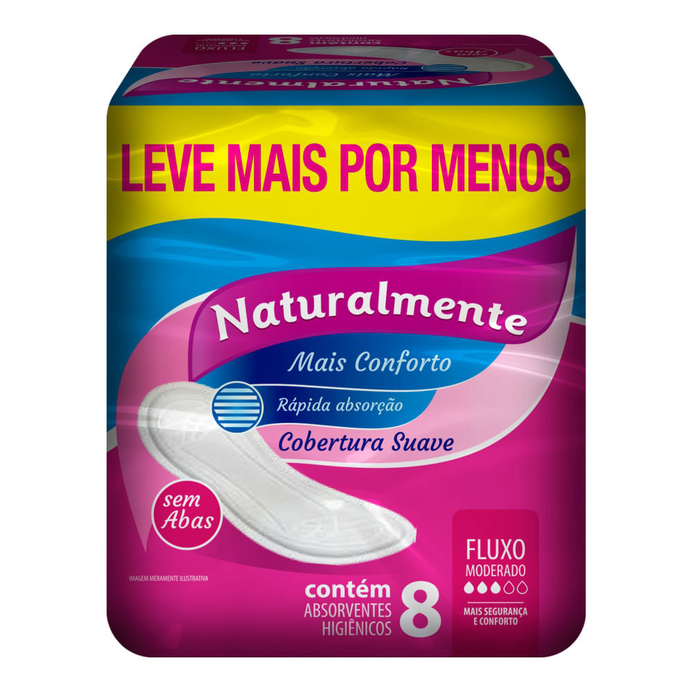 Absorvente Naturalmente Mais Conforto Suave Sem Abas 8 Unidades Leve ...