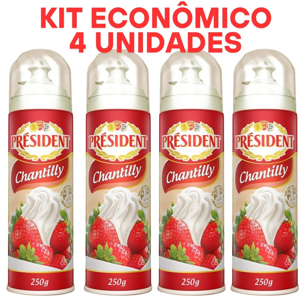 Kit 4 Chantilly Président Spray 250g - Receita Francesa | Shopee Brasil