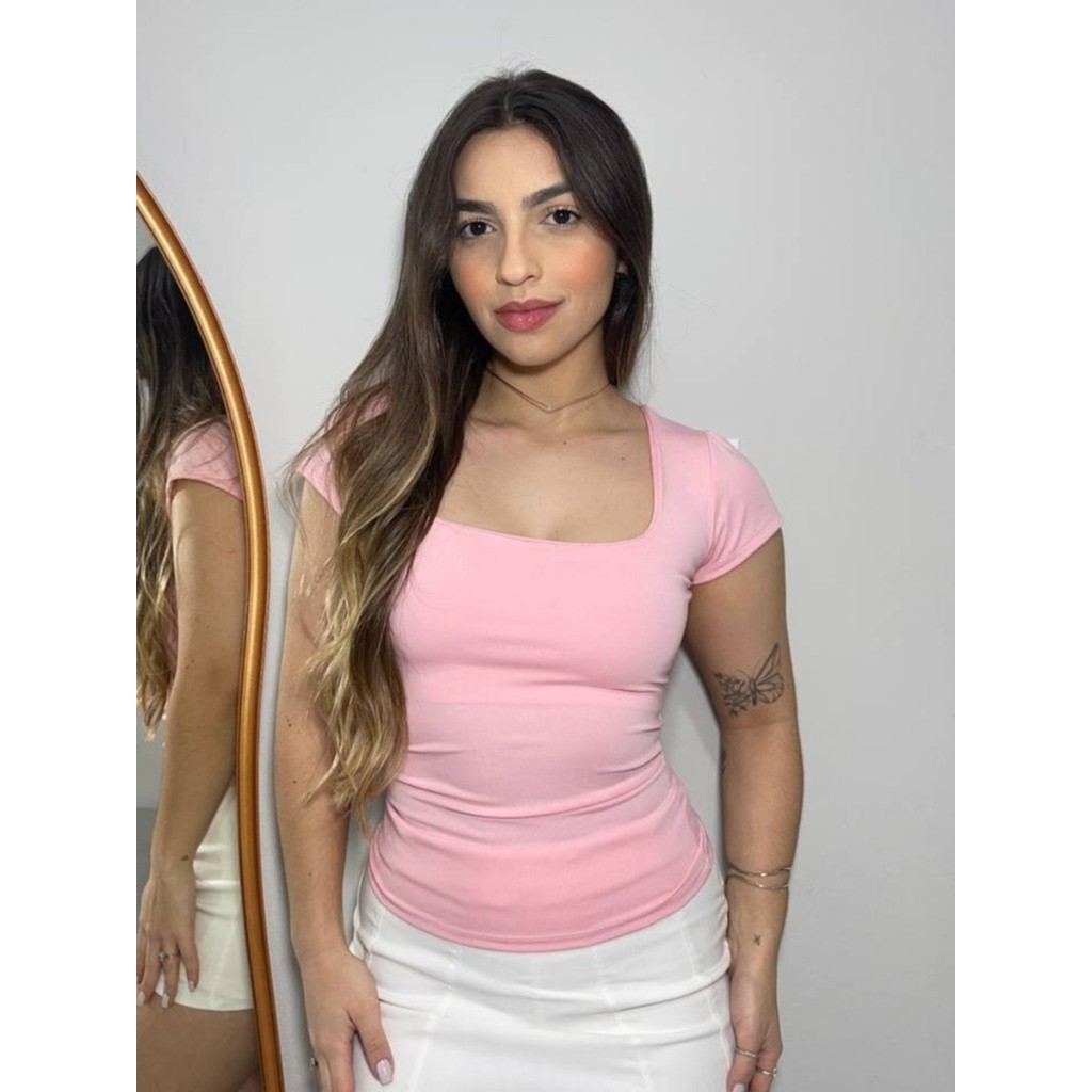 Blusa Suplex Ana com Manga Duplo Forro no Busto Modeladora Casual ...