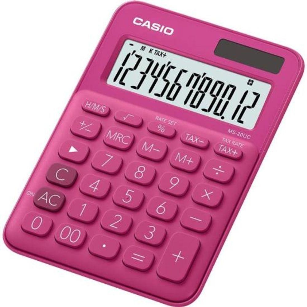 Calculadora De Mesa Casio Ms20uc 12 Dígitos acabamento feito na cor Pink | Shopee Brasil