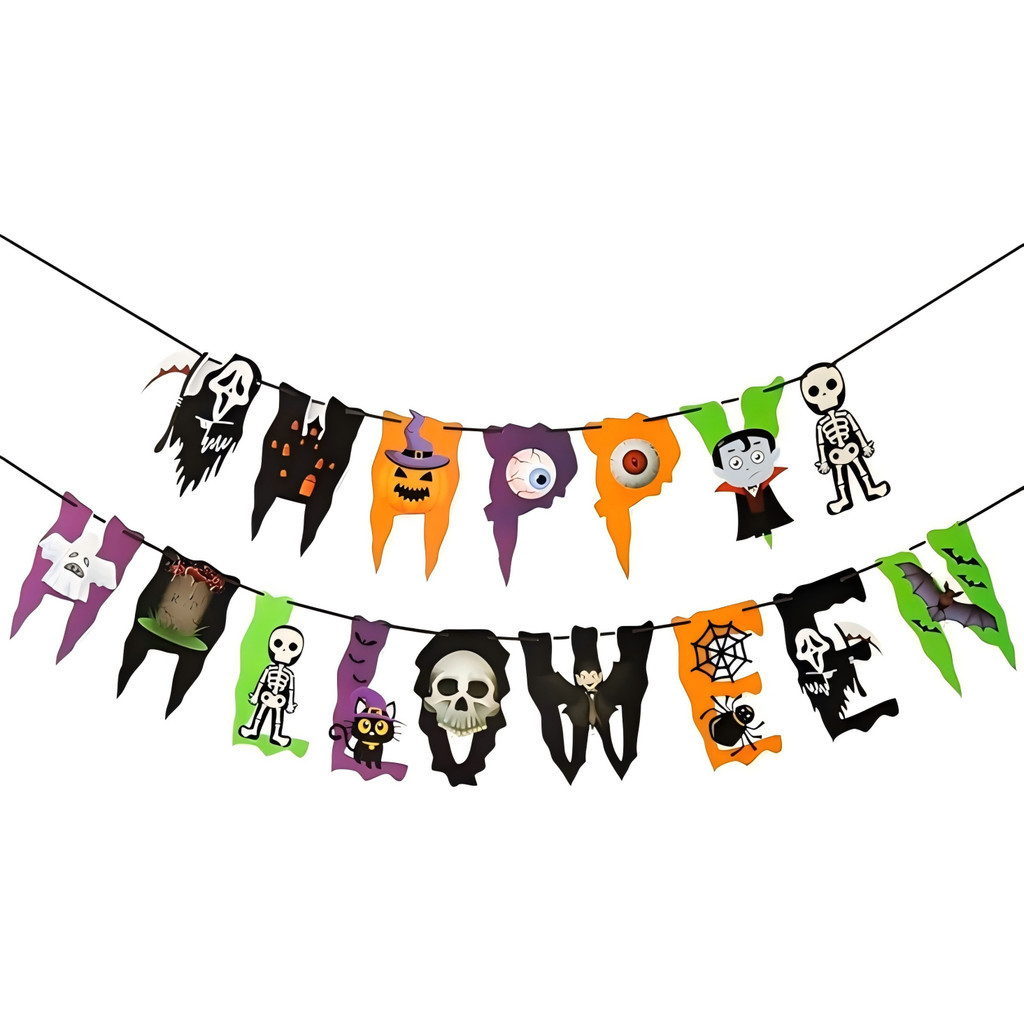 Kit Faixa Happy Halloween Varal Bandeirinha Decoração Festa | Shopee Brasil