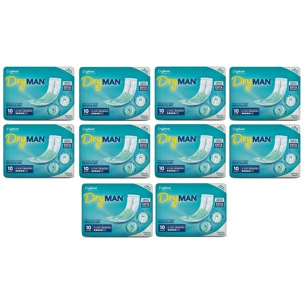 Kit Absorvente Adulto Masculino Dry Man (10 Pacotes C/10 Un) | Shopee ...