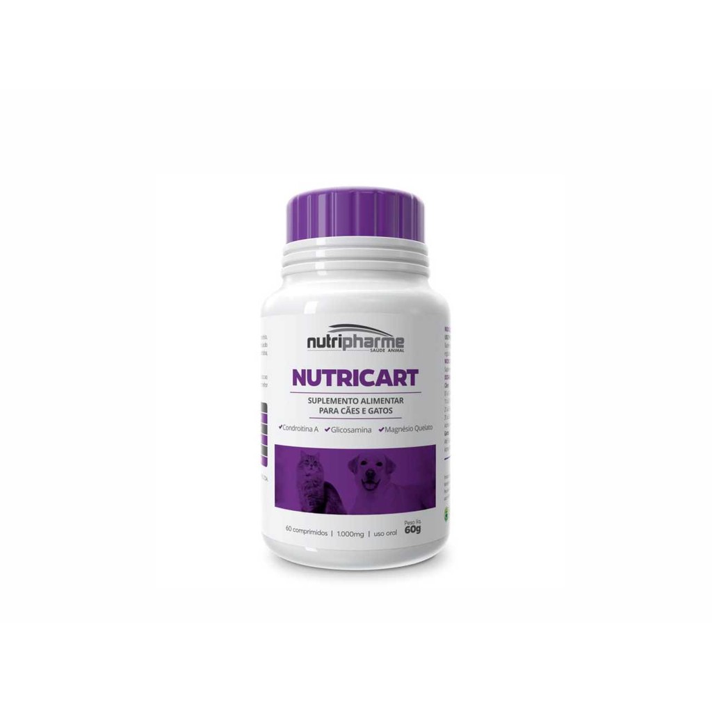 Nutricart 1000 60 Comprimidos | Suplemento com Sulfato de Condroitina e Glicosamina | Cães e ...