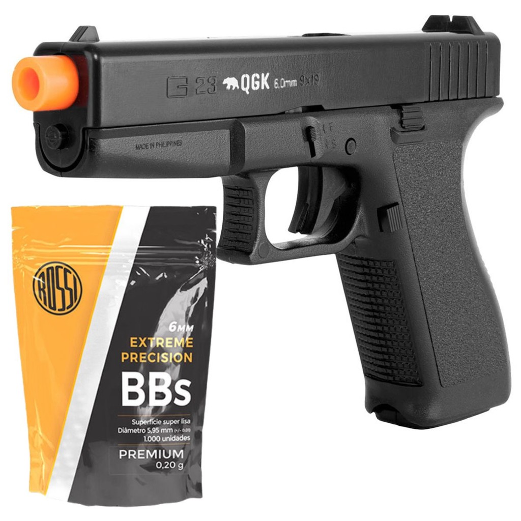 Pistola Airsoft QGK S23 6mm Spring G23 + 1000 BBs 0,20g | Shopee Brasil