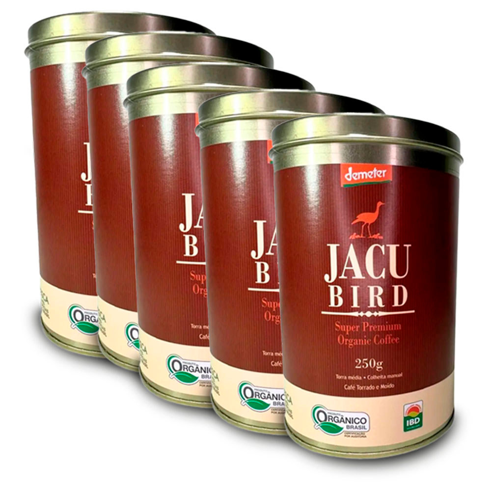 Café Jacu Bird Torrado e Moído Kit 5 Latas de 250g | Shopee Brasil