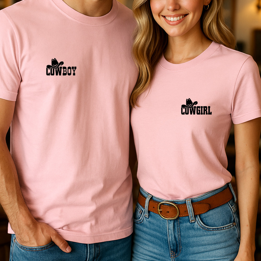 Camiseta Afulto Unissex Casal Country Estampa Cowboy e Cowgirl Peito ...
