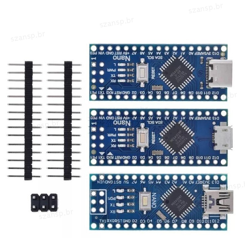 Para Arduino 5V Nano 3.0 ATmega328P Micro USB mini Tipo c Controlador ...