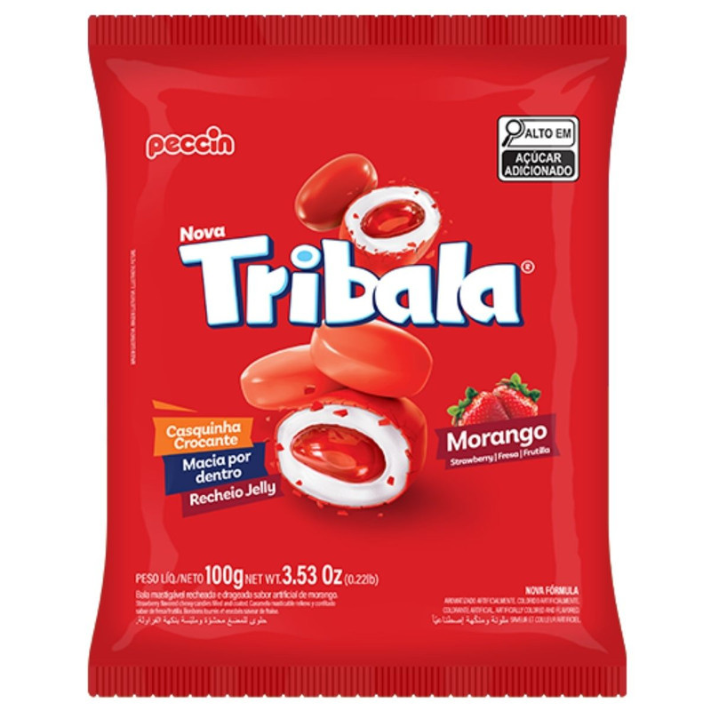 Bala Recheada Tribala Morango 100G | Shopee Brasil