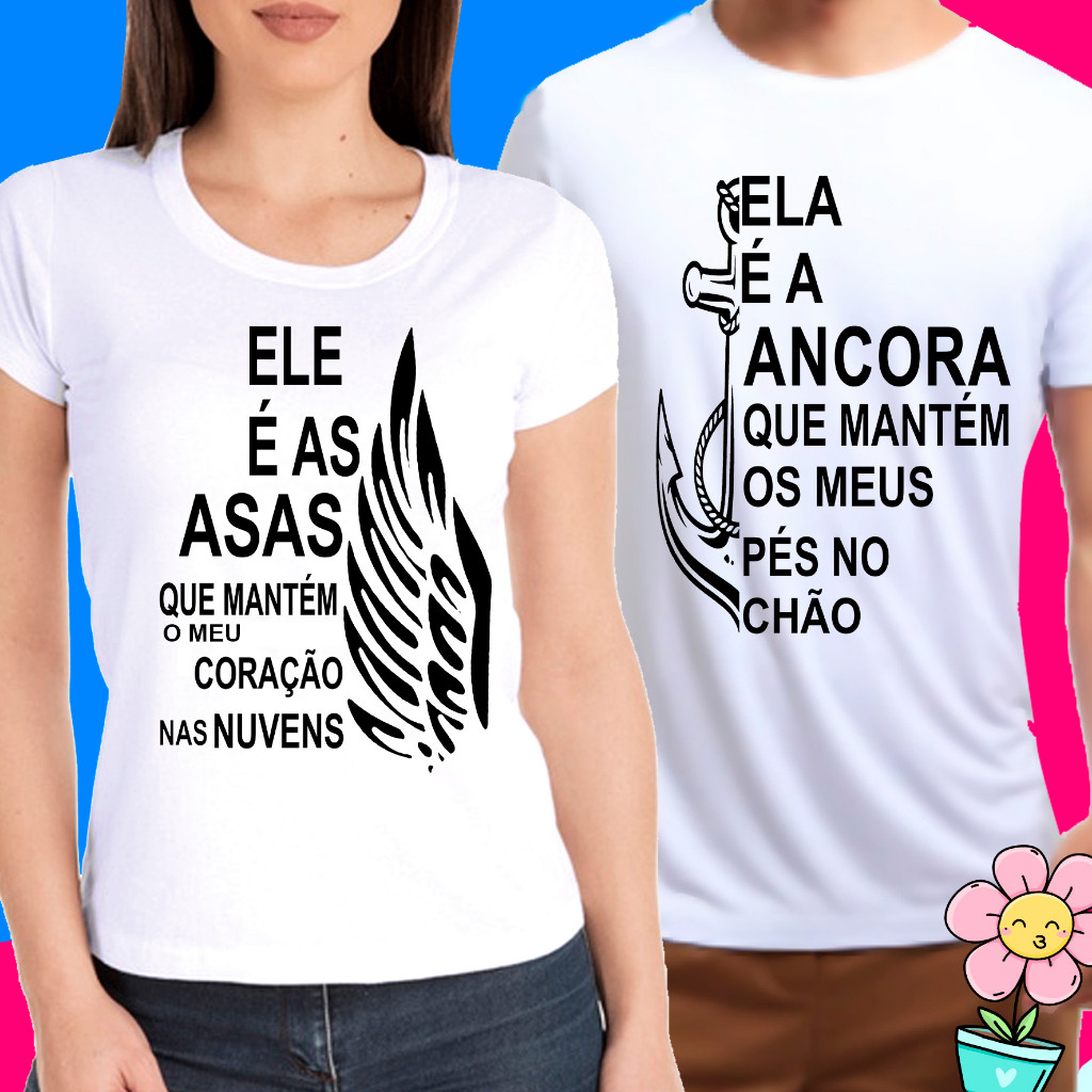Camisa Kit Camisa dia dos Namorados Casal Ancora Asas Chão Nuvens Personalizada Premium | Shopee ...