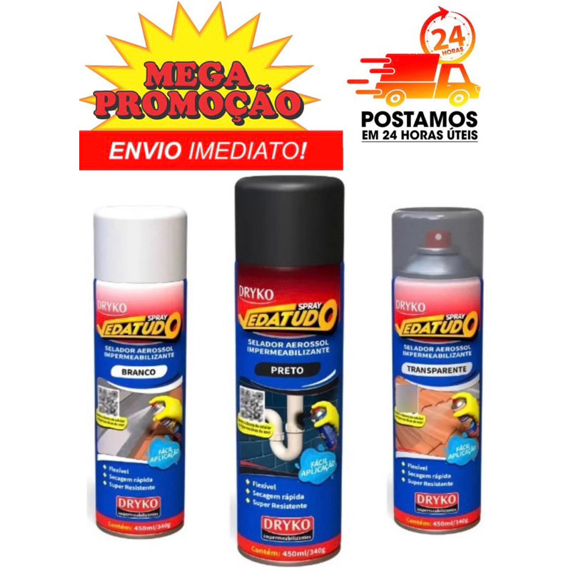 Spray Veda Tudo borracha líquida impermeabilizante Branco Preto ...