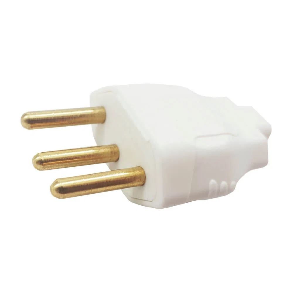 Plugue Macho 2P+T 10A Alumbra Branco | Shopee Brasil