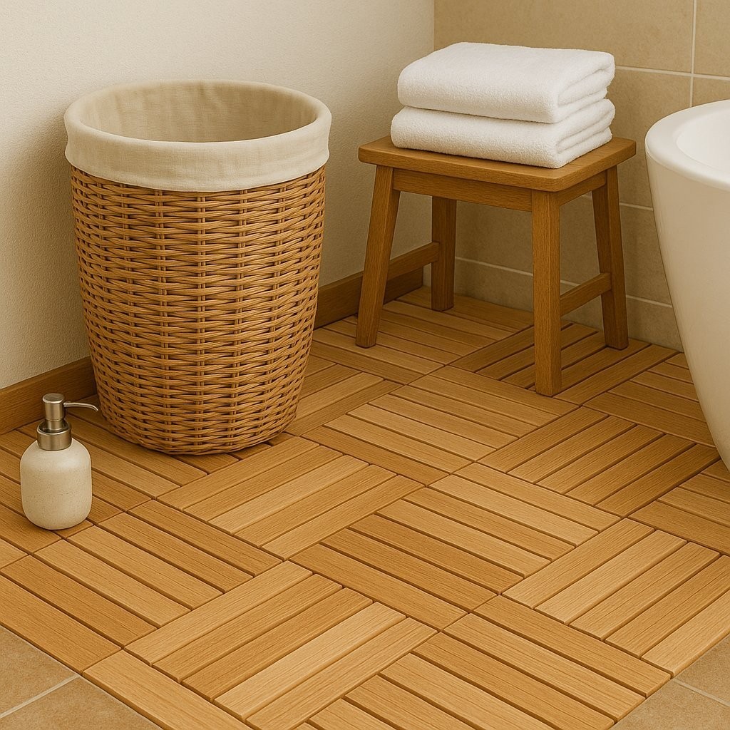Kit 4 Un Deck Madeira Piso Tablado Externo 50x50Madeirado 50x50 ...